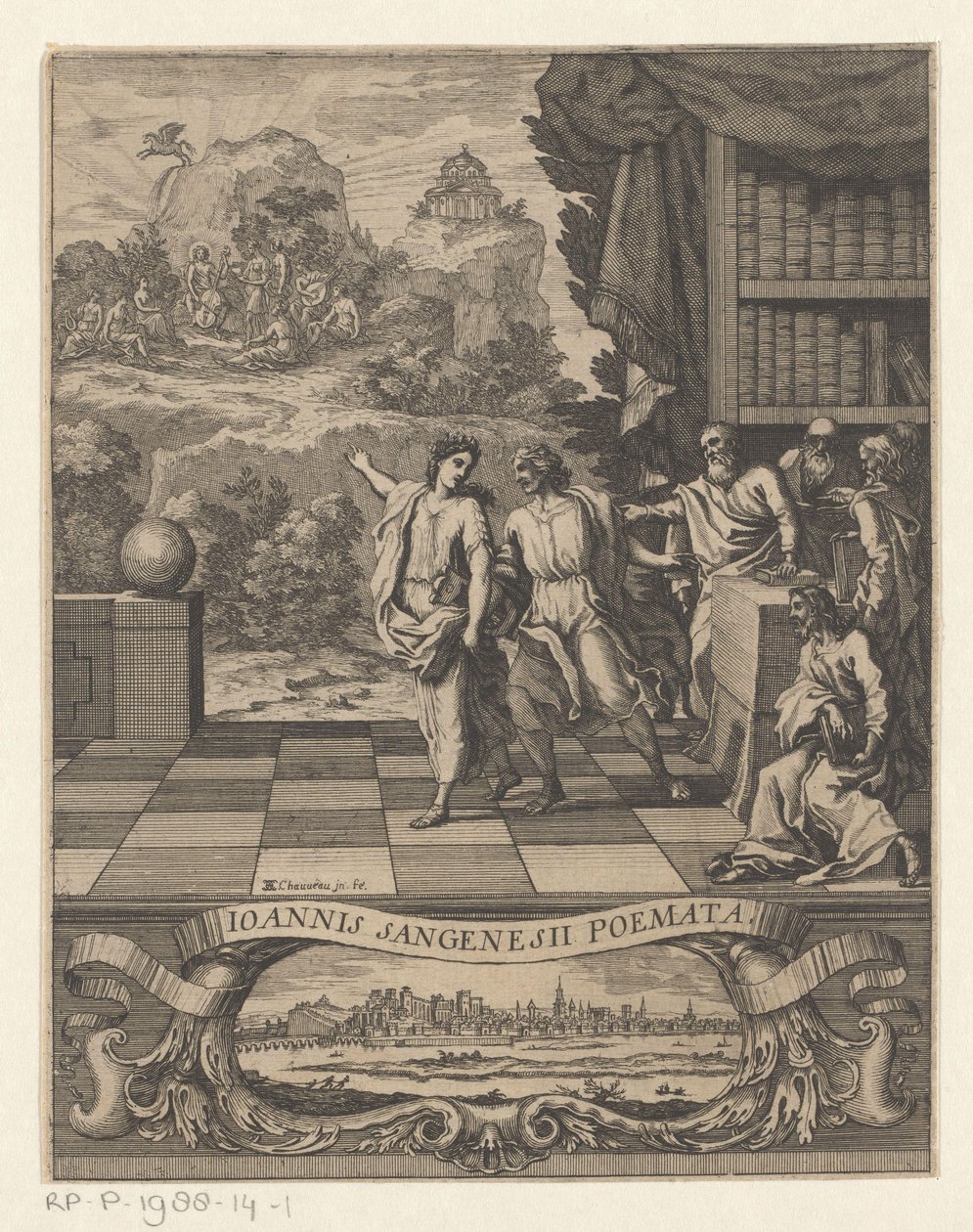 Allegorical Female Figure Pointing a Young Man to Mount Parnassus