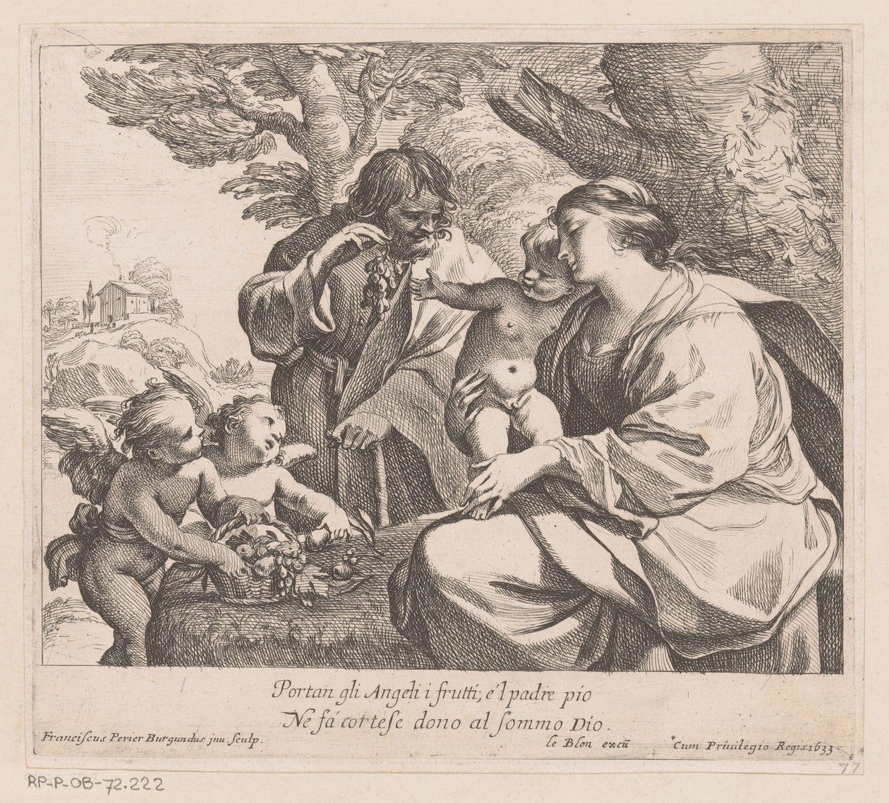 Holy Family with Putti and Grapes by Francois Perrier