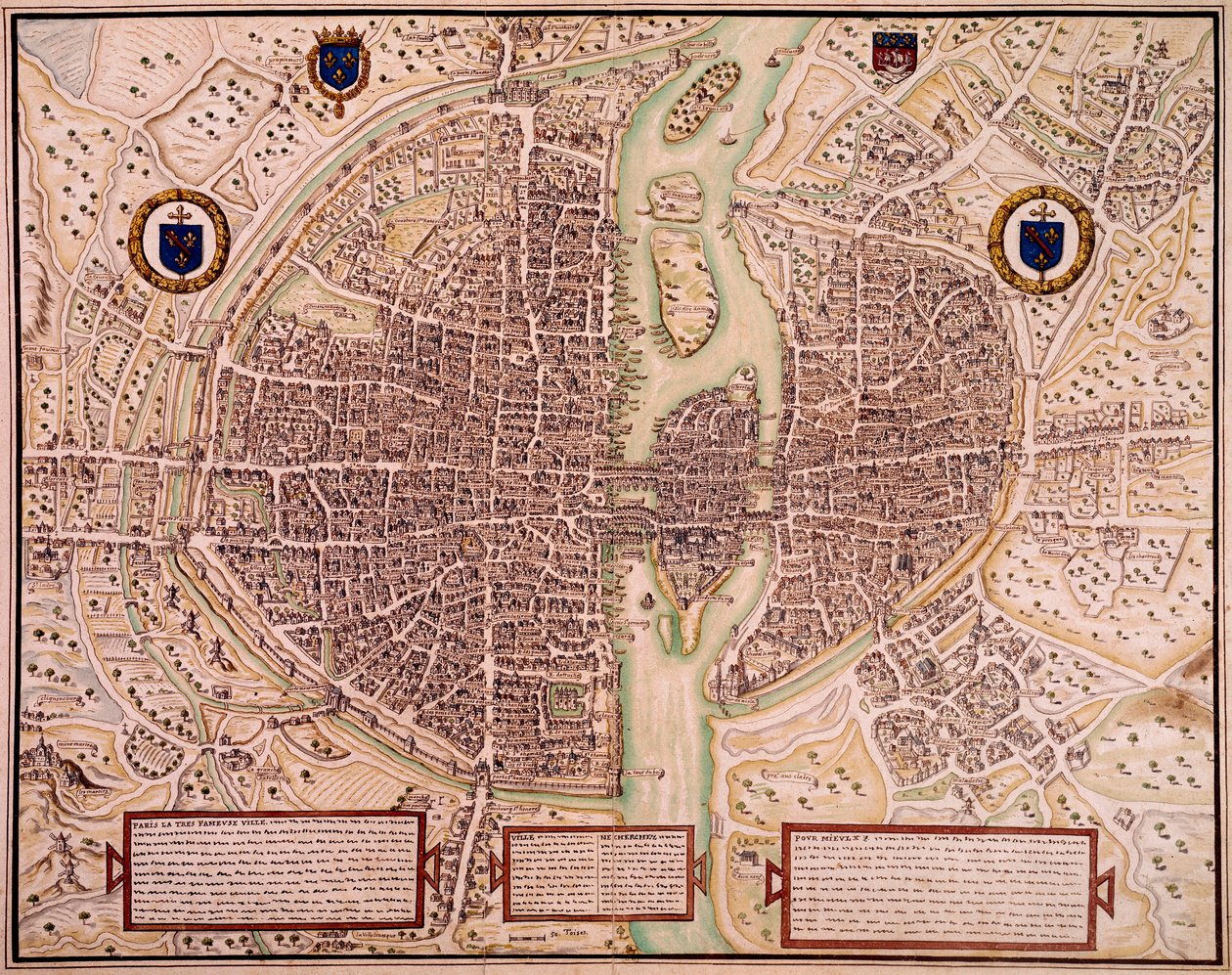 Map of the City of Paris in 1540-1555