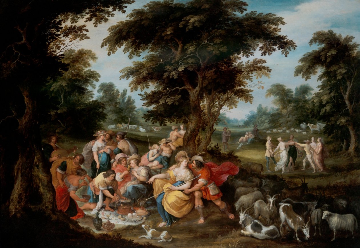 Arcadia: A Pastoral Landscape with Shepherds and Shepherdess Picnicking