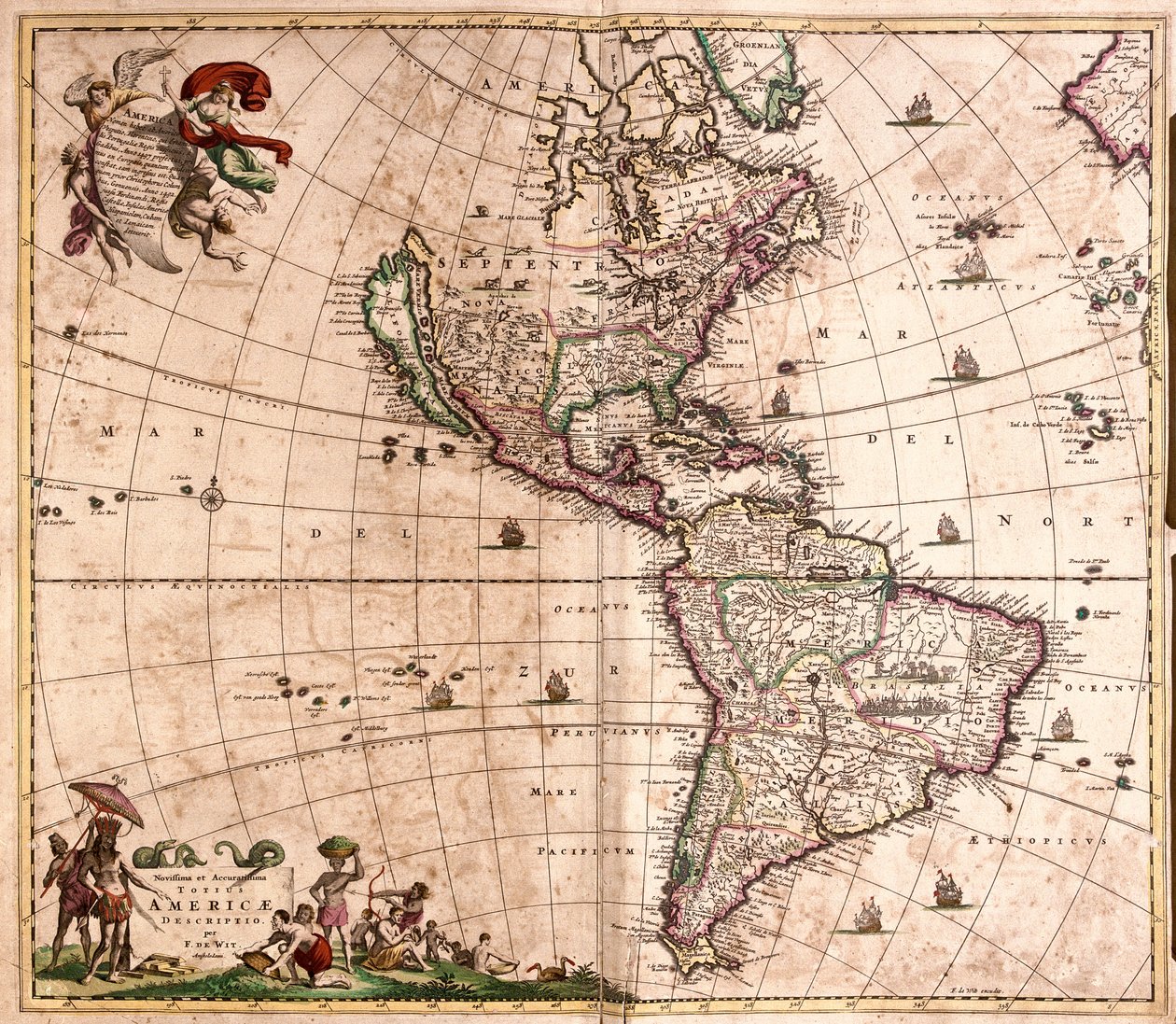 Map of America by Frederick de Wit: Premium art reproduction