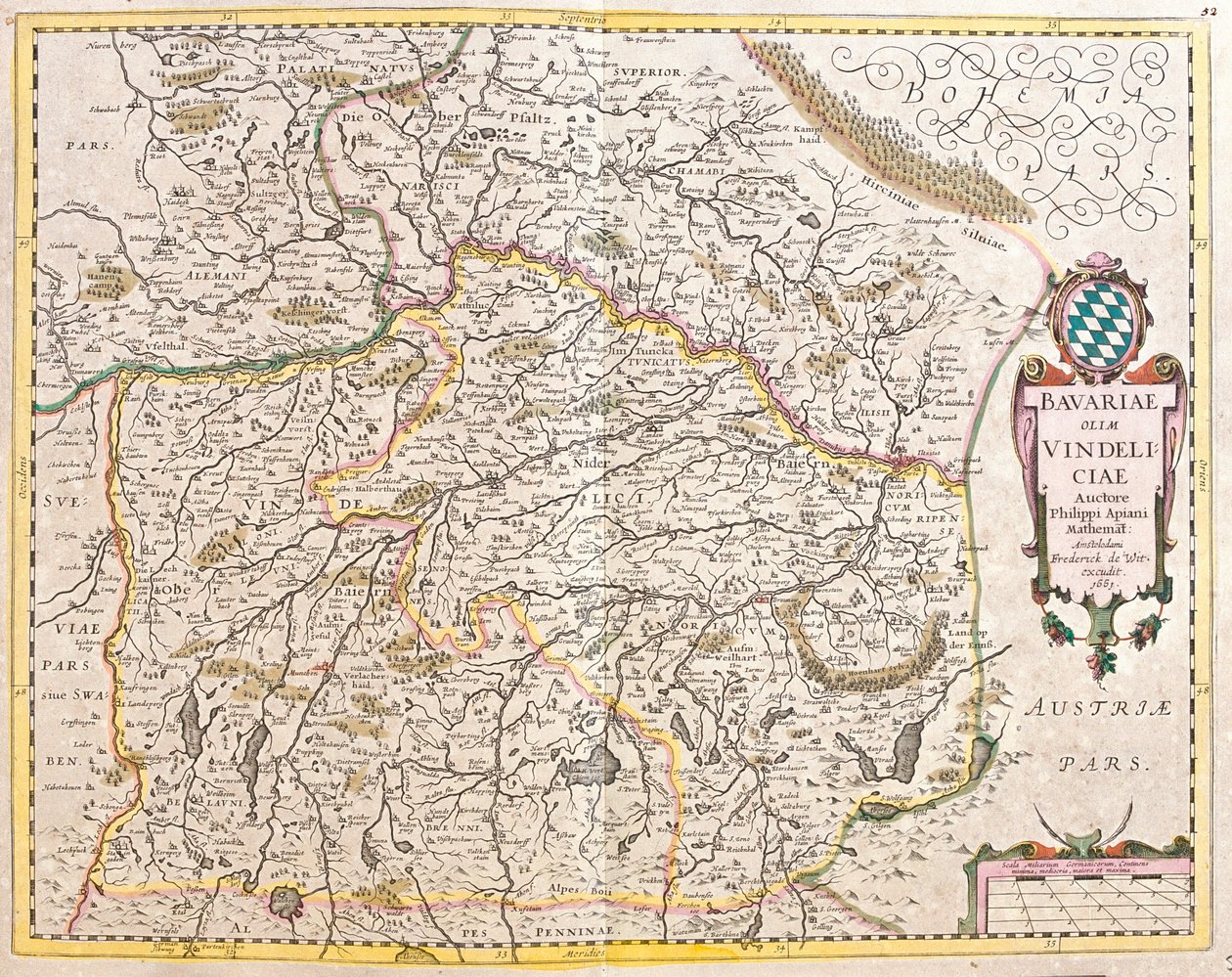 Map of Bavaria, Germany by Frederick de Wit: Fine art print