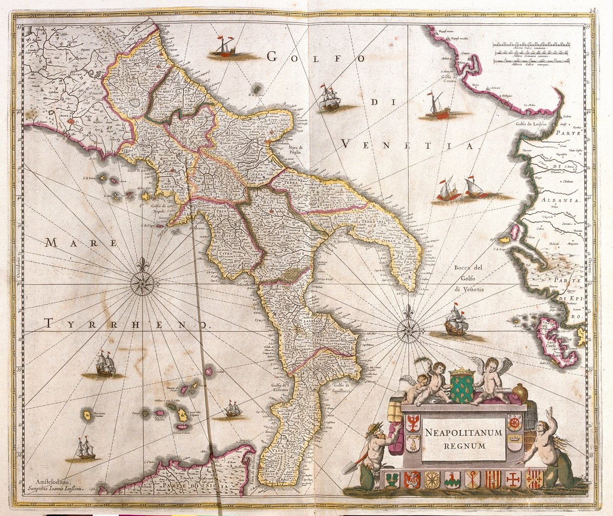 Map of the Neapolitan Kingdom (Italy) by Frederick de Wit