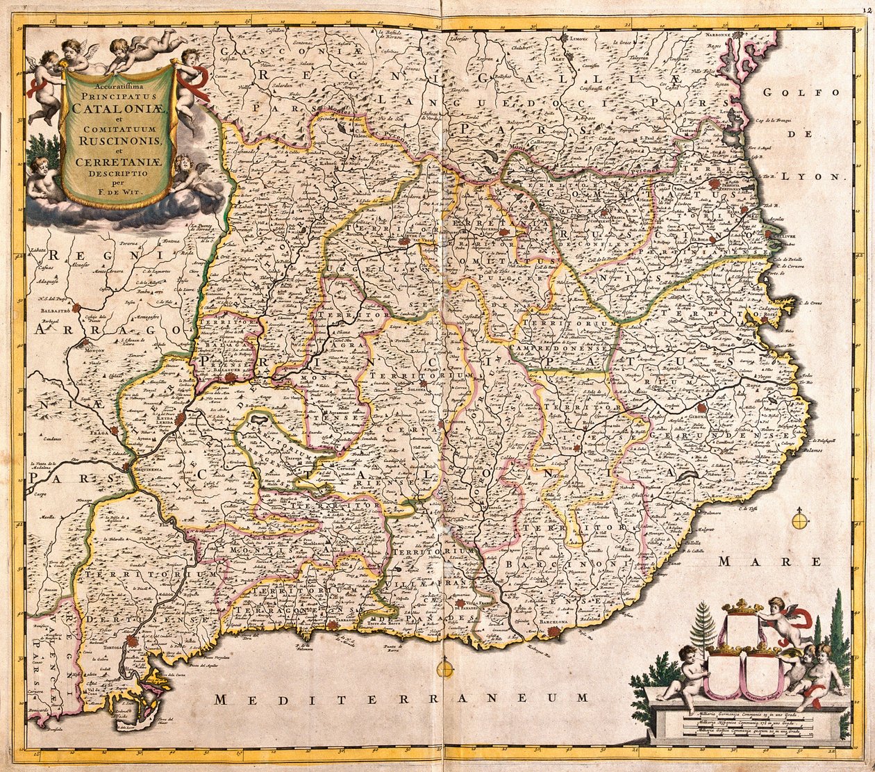 Map of the Principality of Catalonia (Spain) (etching)