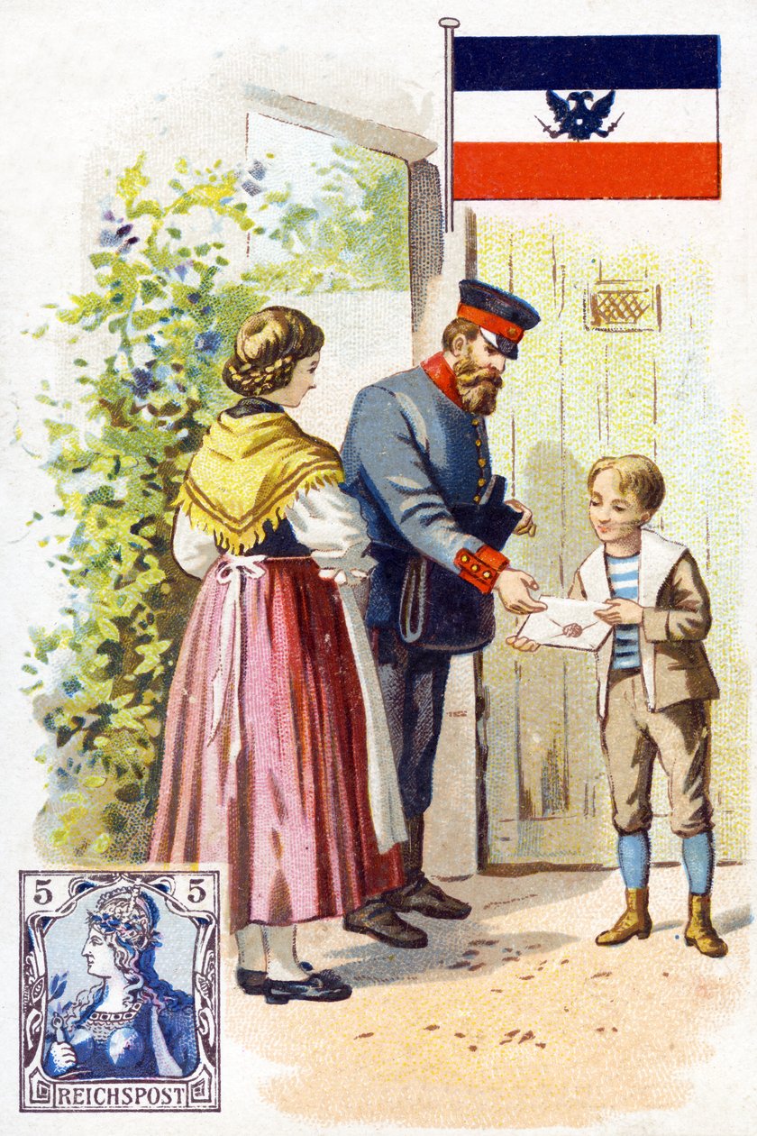 A Postman in Germany delivering a letter, late 19th century