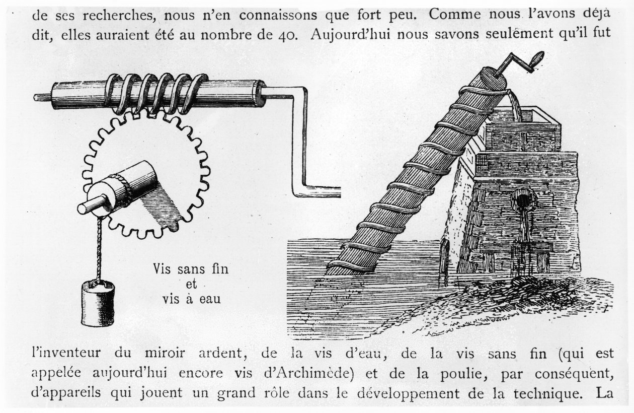 Archimedes screw by French School: Premium art reproduction