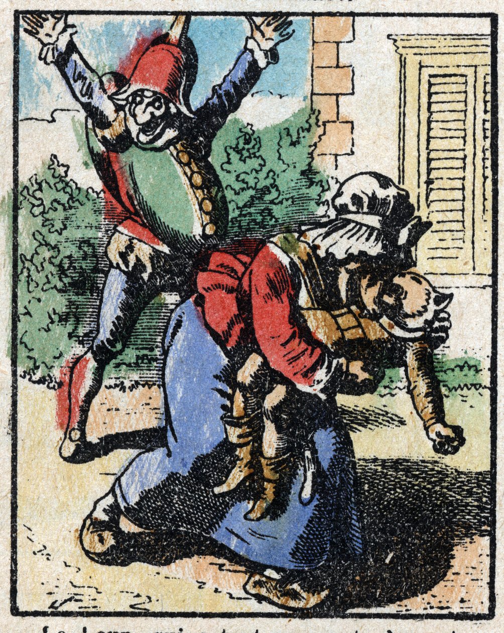 History of Dr. Pulcinella (Polichinelle). Wood engraving of Imaging Pellerin - Epinal, sd. Late ...