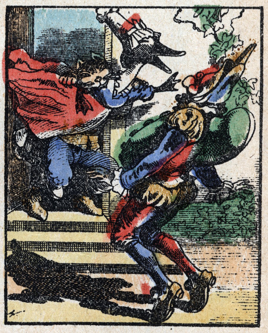 History of Dr. Pulcinella. Wood engraving of Imaging Pellerin - Epinal, late 19th century