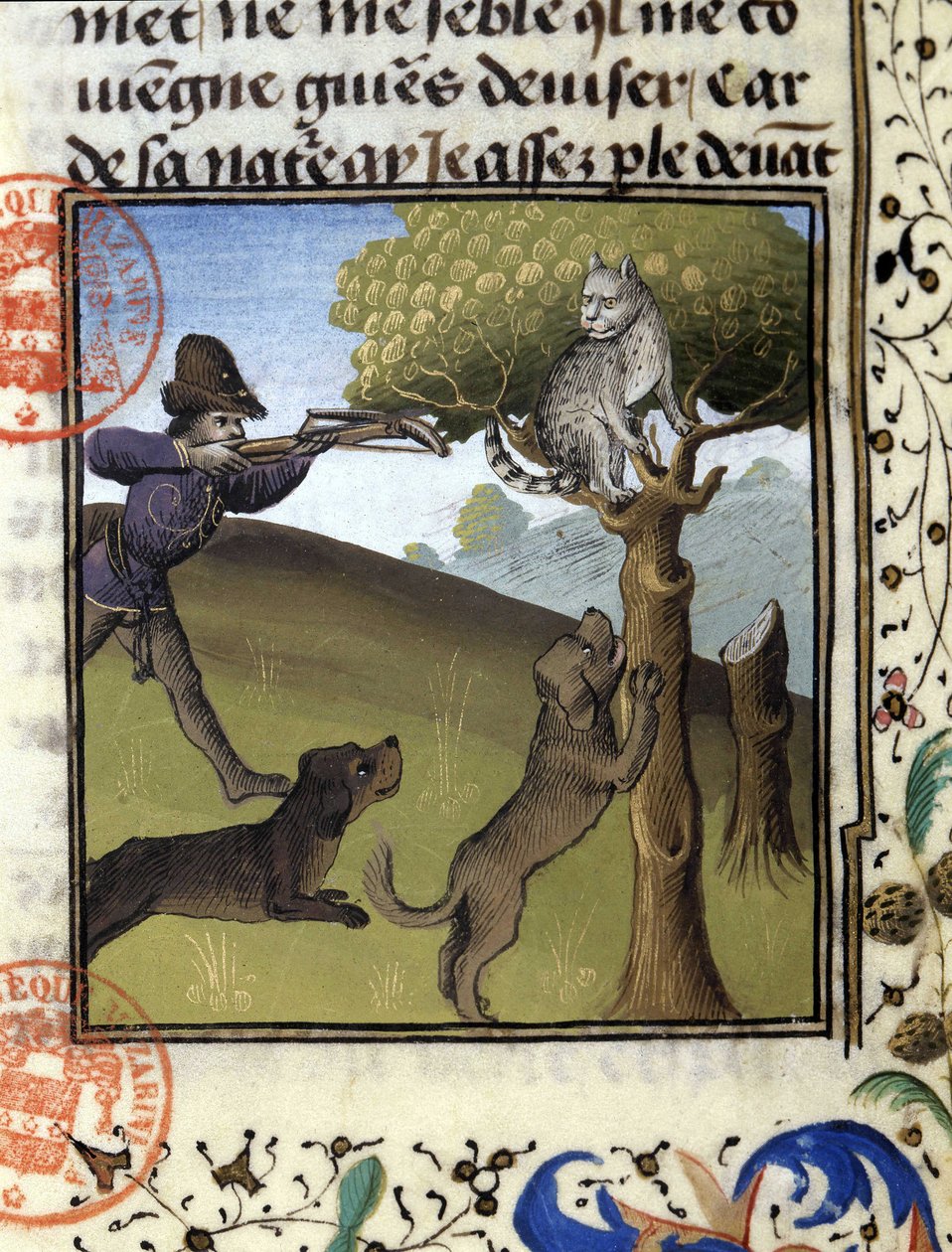 Hunting Scene with a Lynx - in 'Book of Hunting by Gaston Phoebus ...
