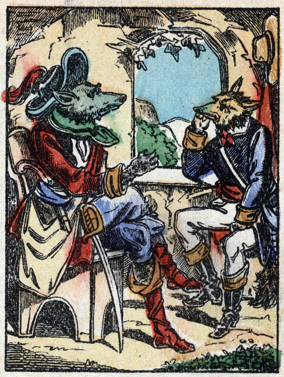 Illustration of the tale 'The wolf, the goat and the seven kids' Wood engraving from Imaging ...