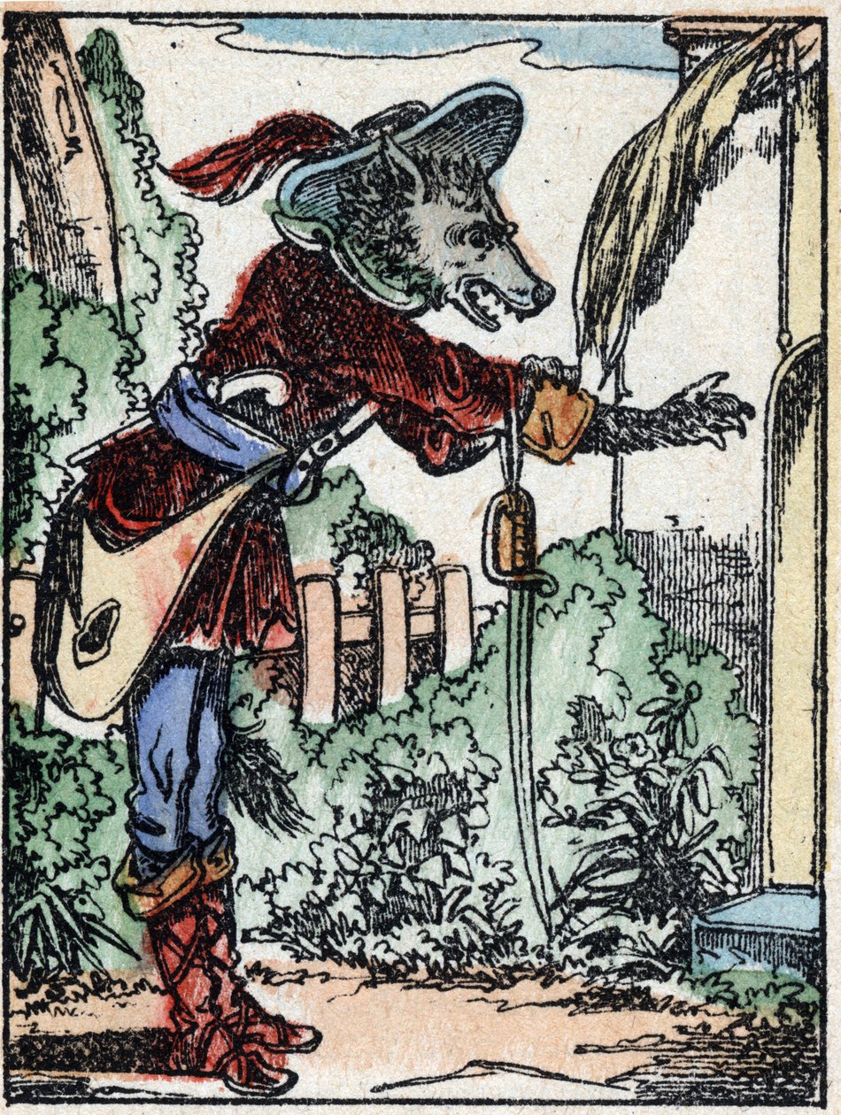 Illustration of the tale 'The wolf, the goat and the seven kids' Wood ...