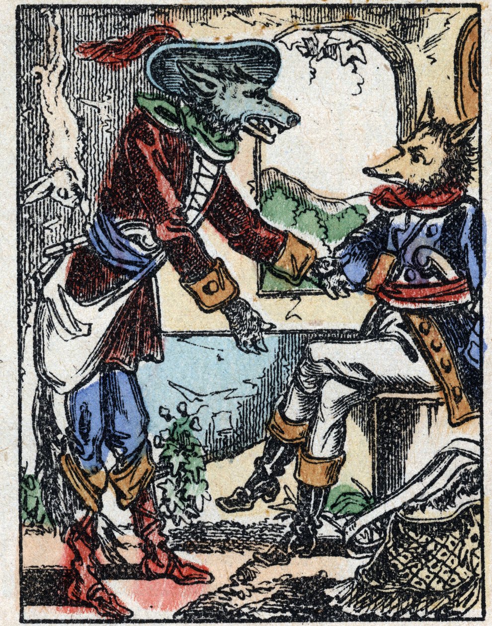 Illustration of the tale 'The wolf, the goat and the seven kids' Wood engraving from Imaging ...