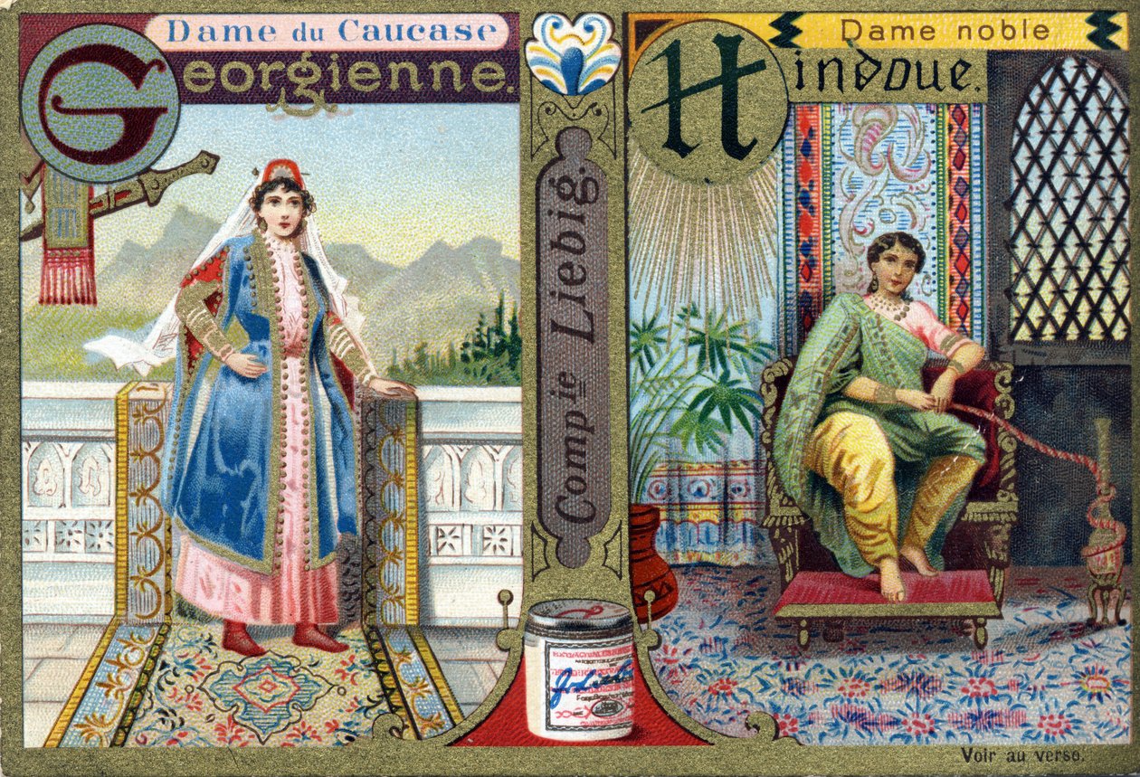 Letter G as Georgian Caucasus Lady and H as Hindu Noble Lady. Women's ...