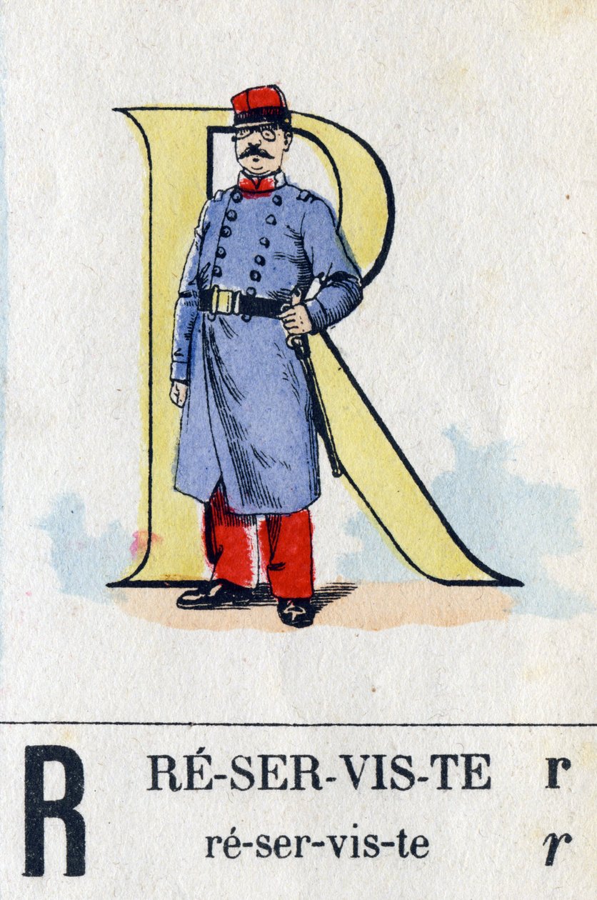 Letter R as Reservist. Military Alphabet by French School