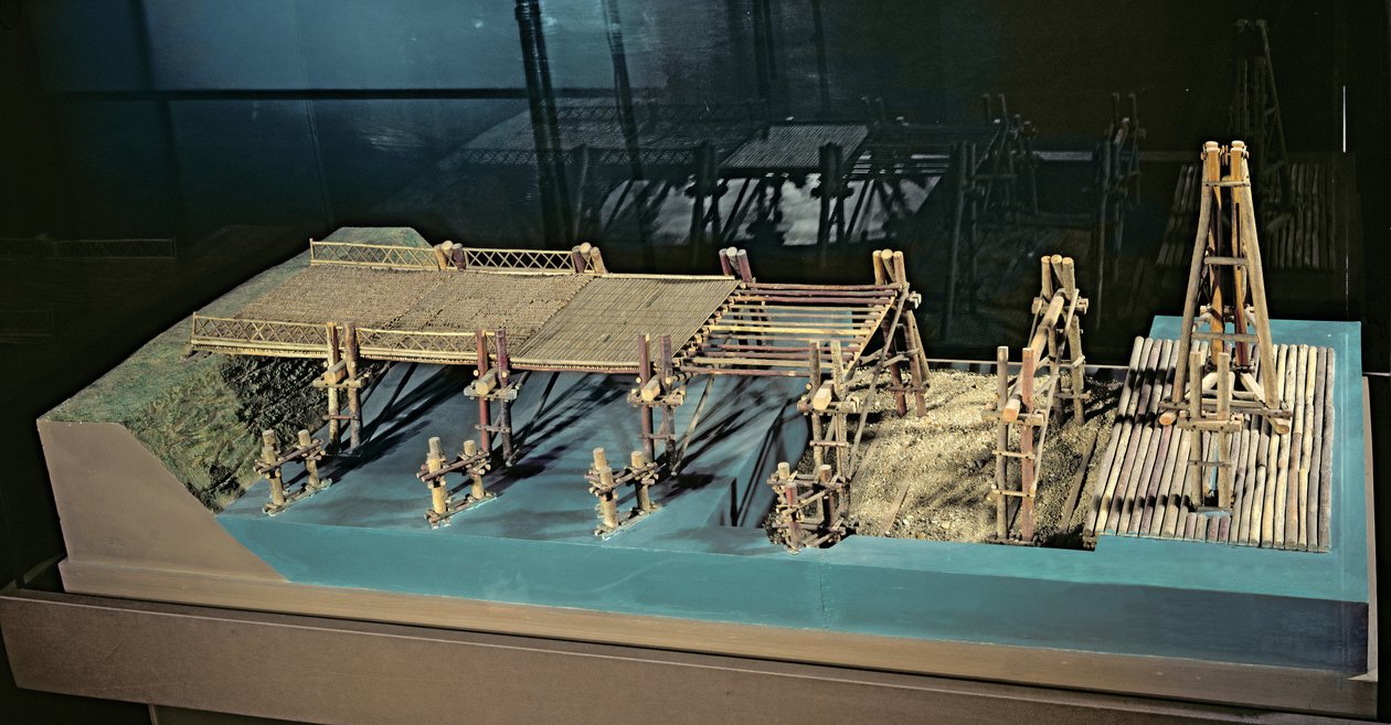 Model of a bridge over the Rhine built by Julius Caesar in 55 BC