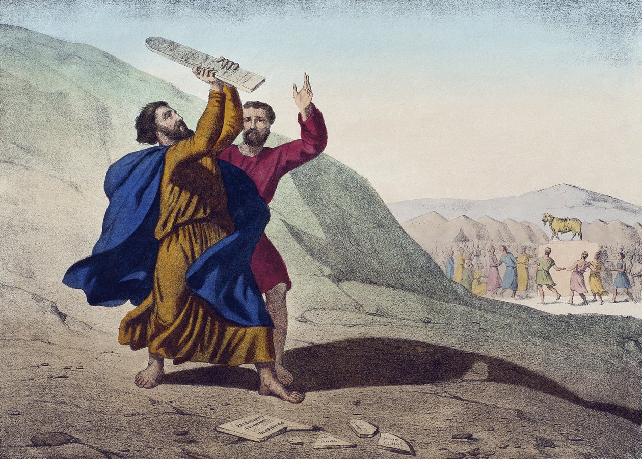 Moses breaking the Tablets of the Law and the Adoration of the Golden ...