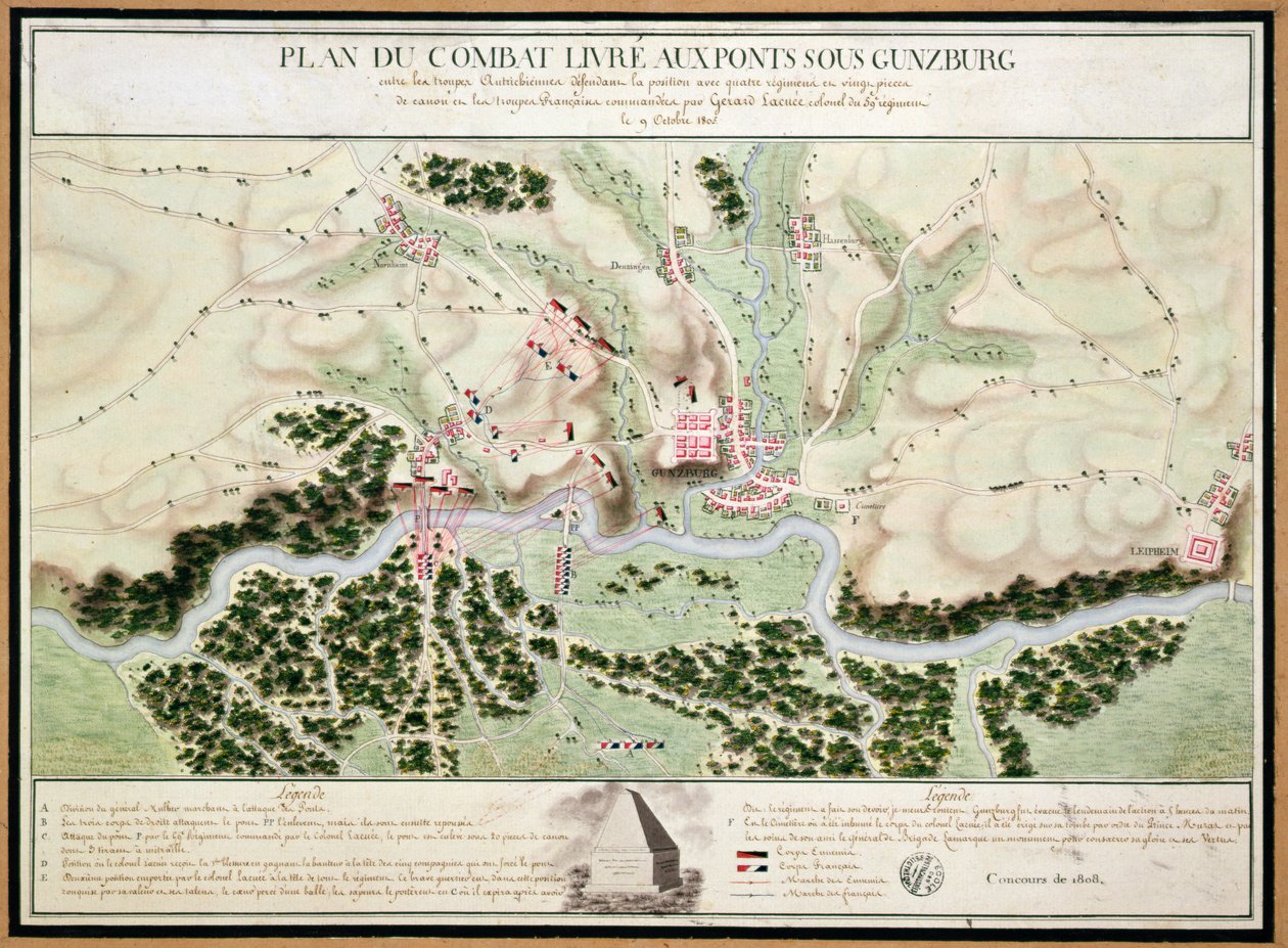 Plan of events at the Battle of Gunzburg between Austrian and French ...