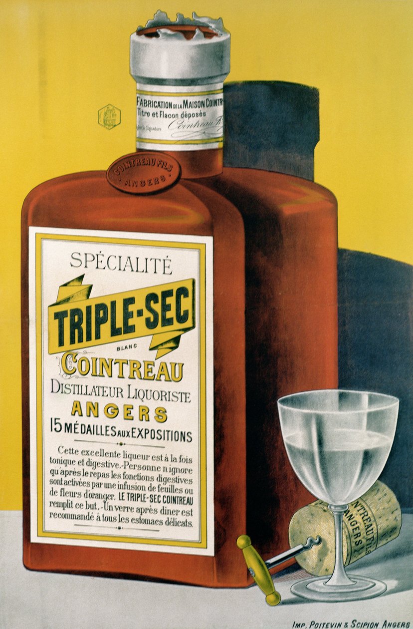 Poster advertising Triple Sec Cointreau made in Angers
