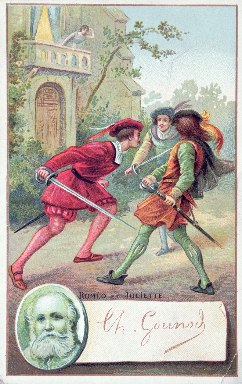 Romeo fighting Tybalt in Gounod's opera Romeo and Juliet adapted from ...