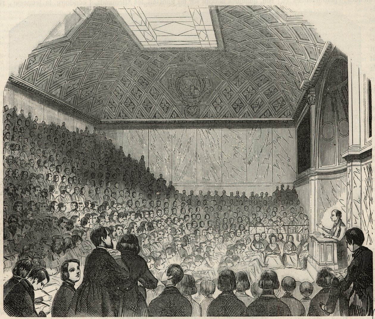 Salle des cours au College de France in Paris in the 19th century ...