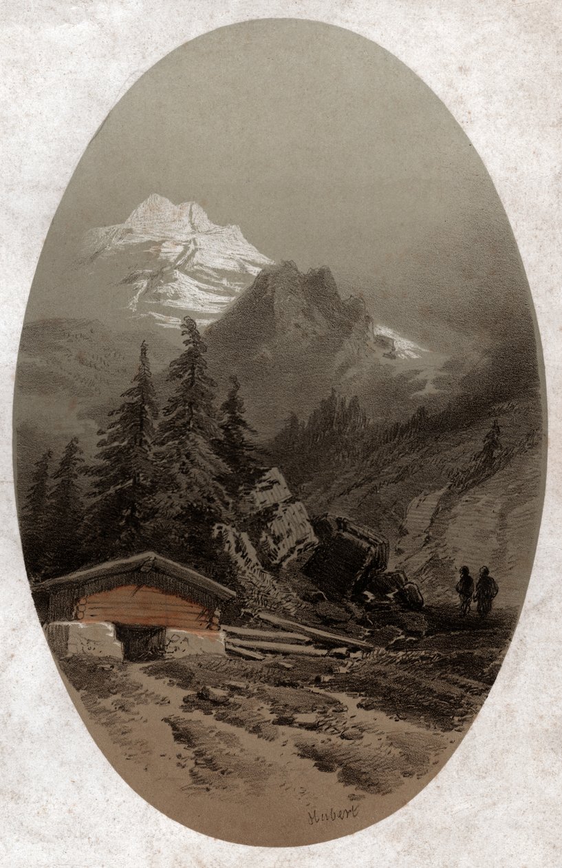 Swiss Alps (engraving) by French School: Fine art print