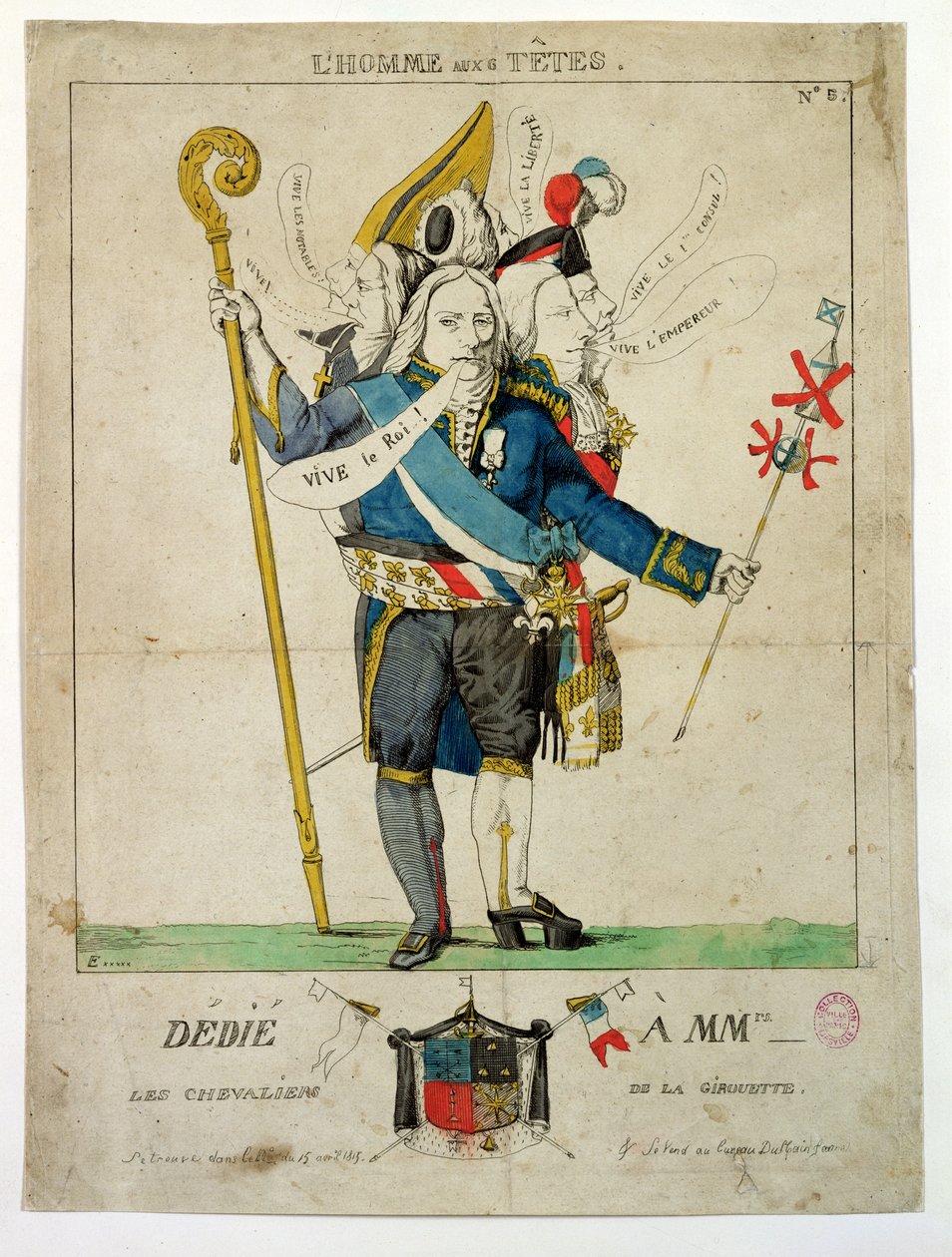 The Man with Six Heads, Caricature of Charles Maurice de Talleyrand ...