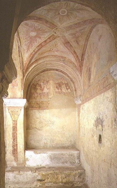 View of the Western Part of the Crypt with Wall Paintings Depicting Two ...