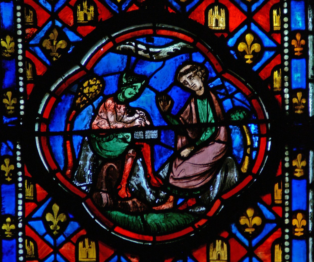 Window Ew-R depicting a scene from the Theophilus story: he signs a ...