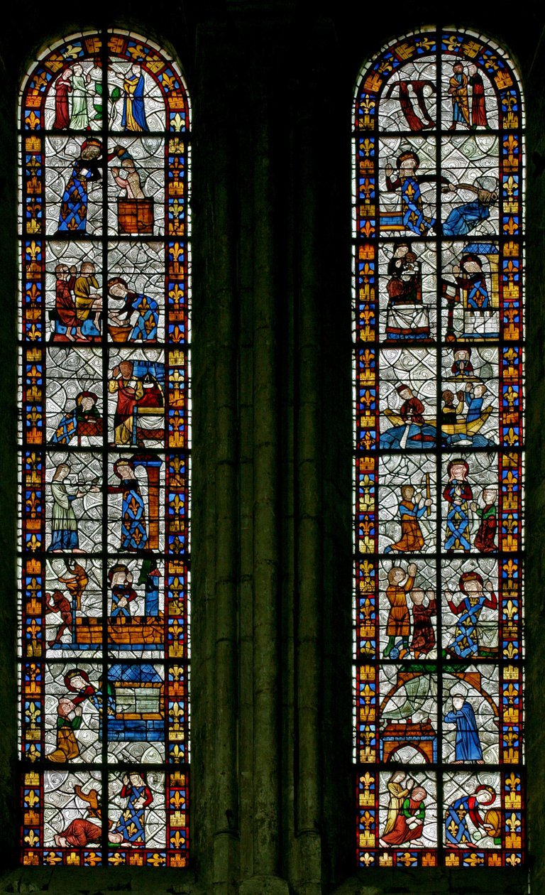 Window depicting scenes from the Life of Saint Radegonde