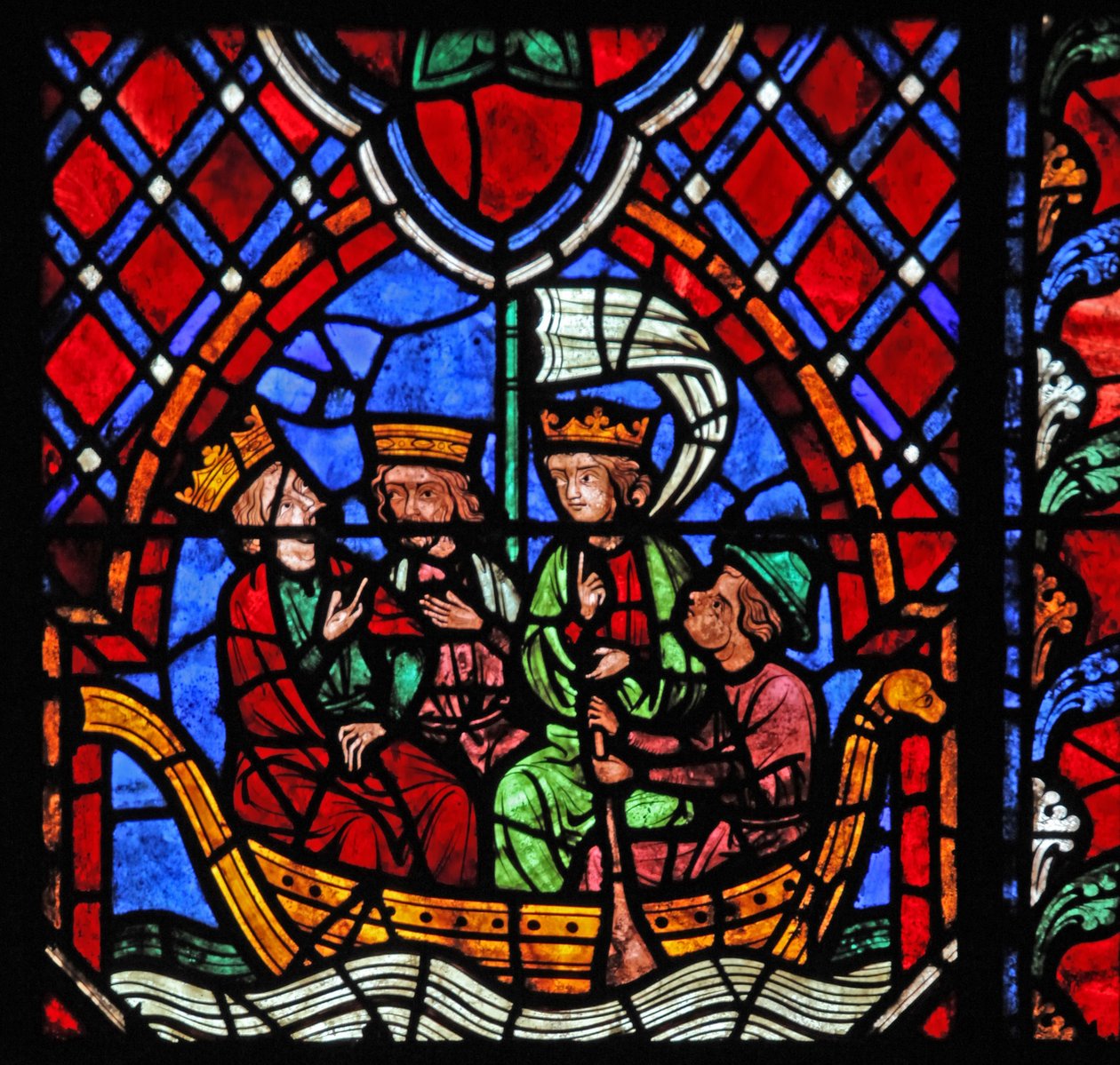 Window depicting the Magi depart from the Nativity
