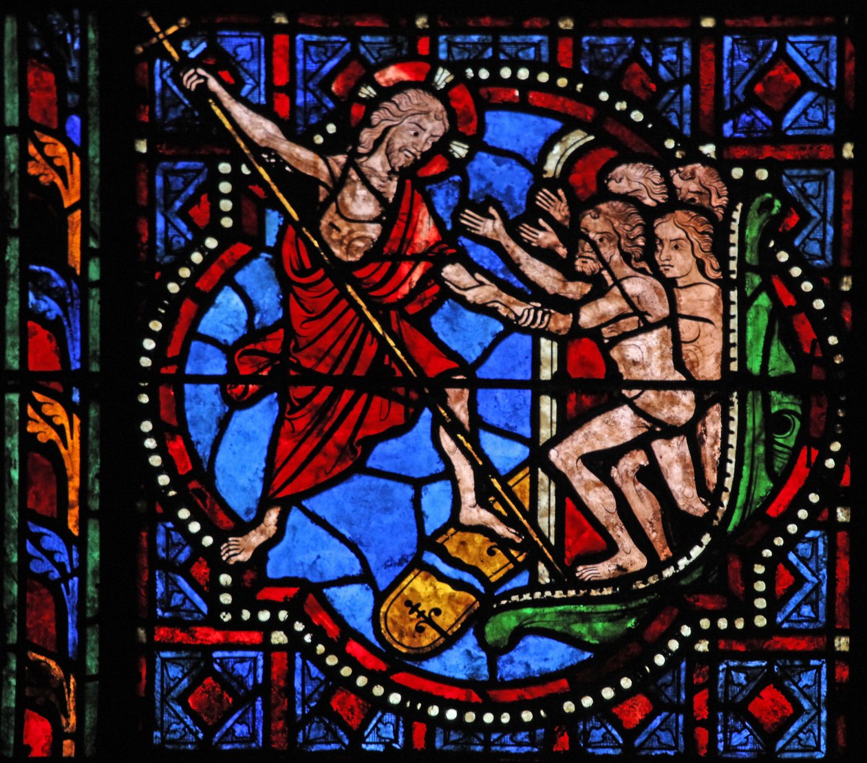 Window depicting the Harrowing of Hell by French School