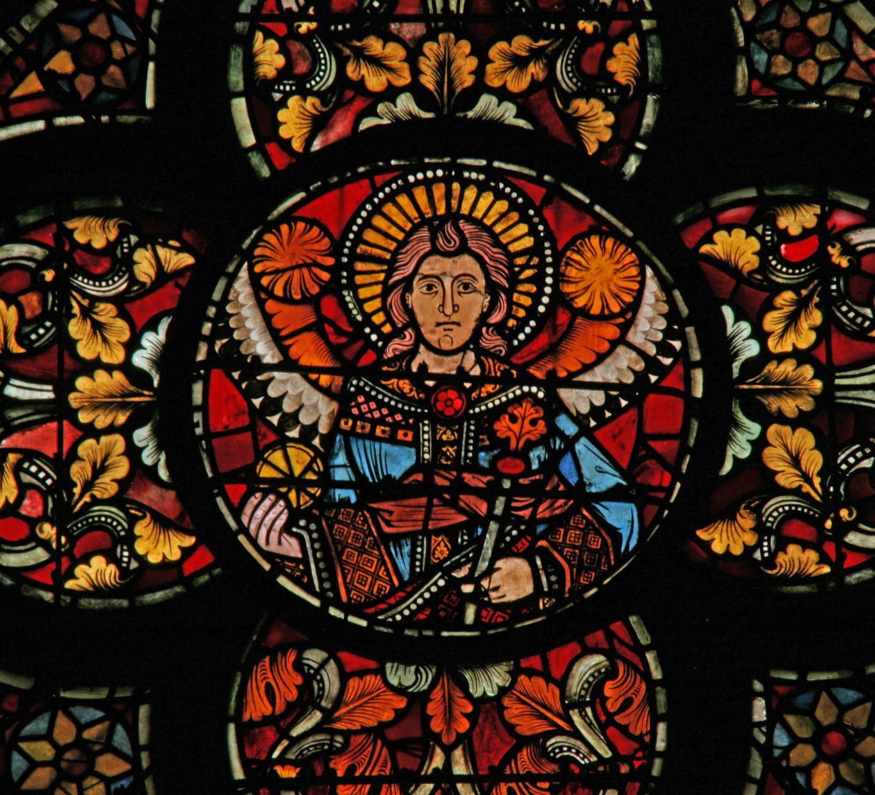 Window w201 depicting an angel by French School