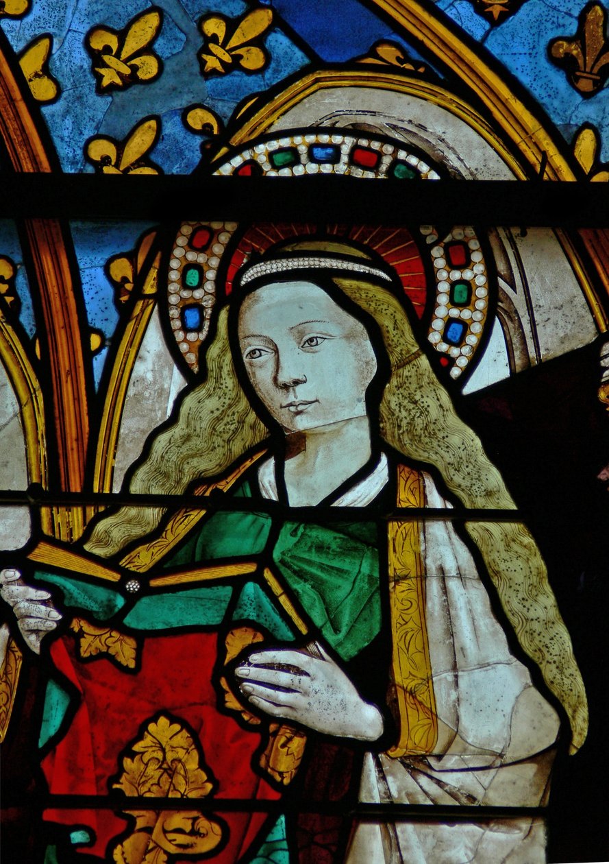 Window depicting the Virgin Mary at the Annunciation