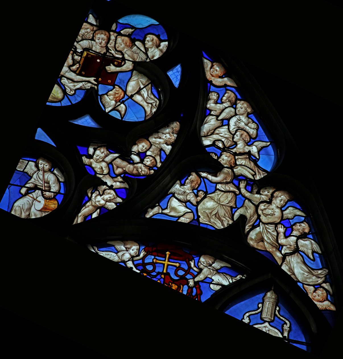 Window depicting a host of angels by French School