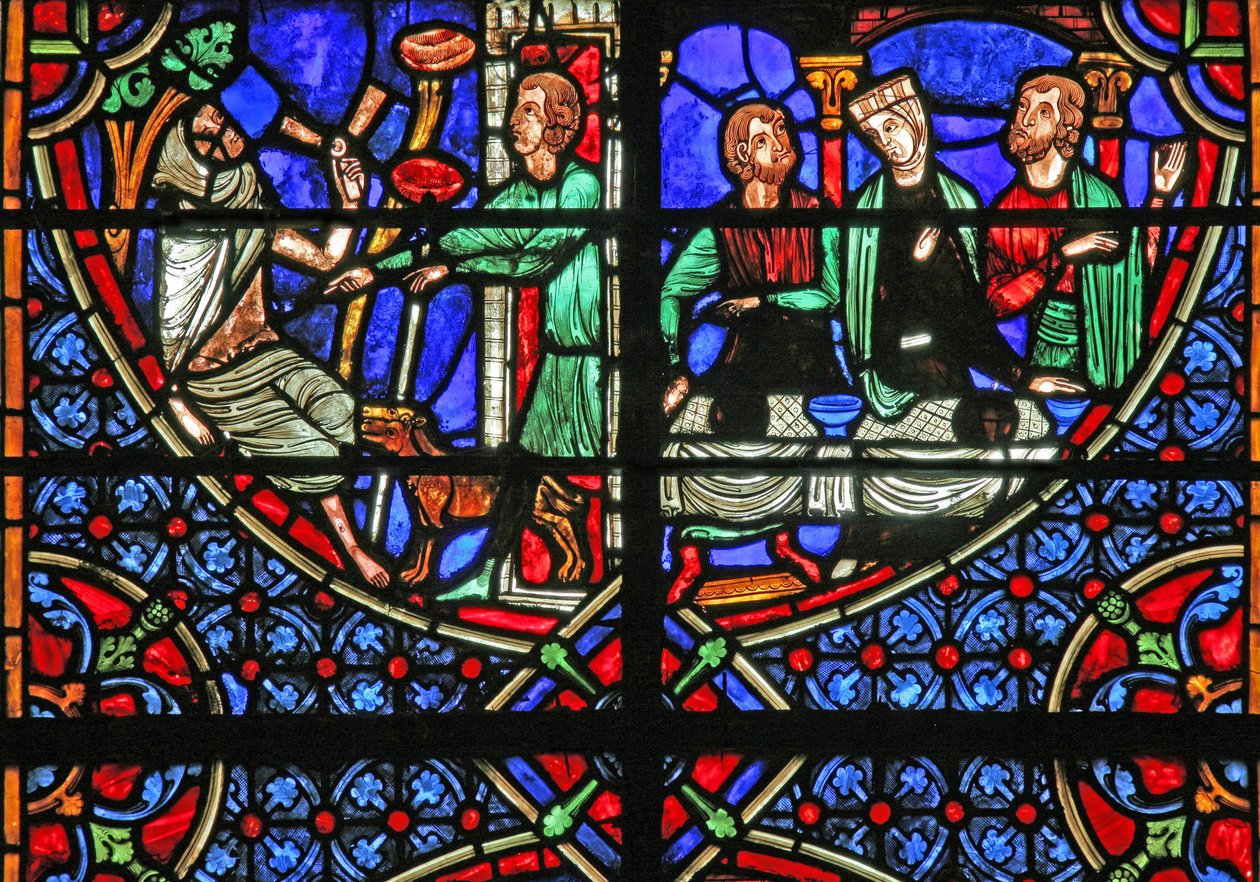 Window depicting the Parable of Dives and Lazarus