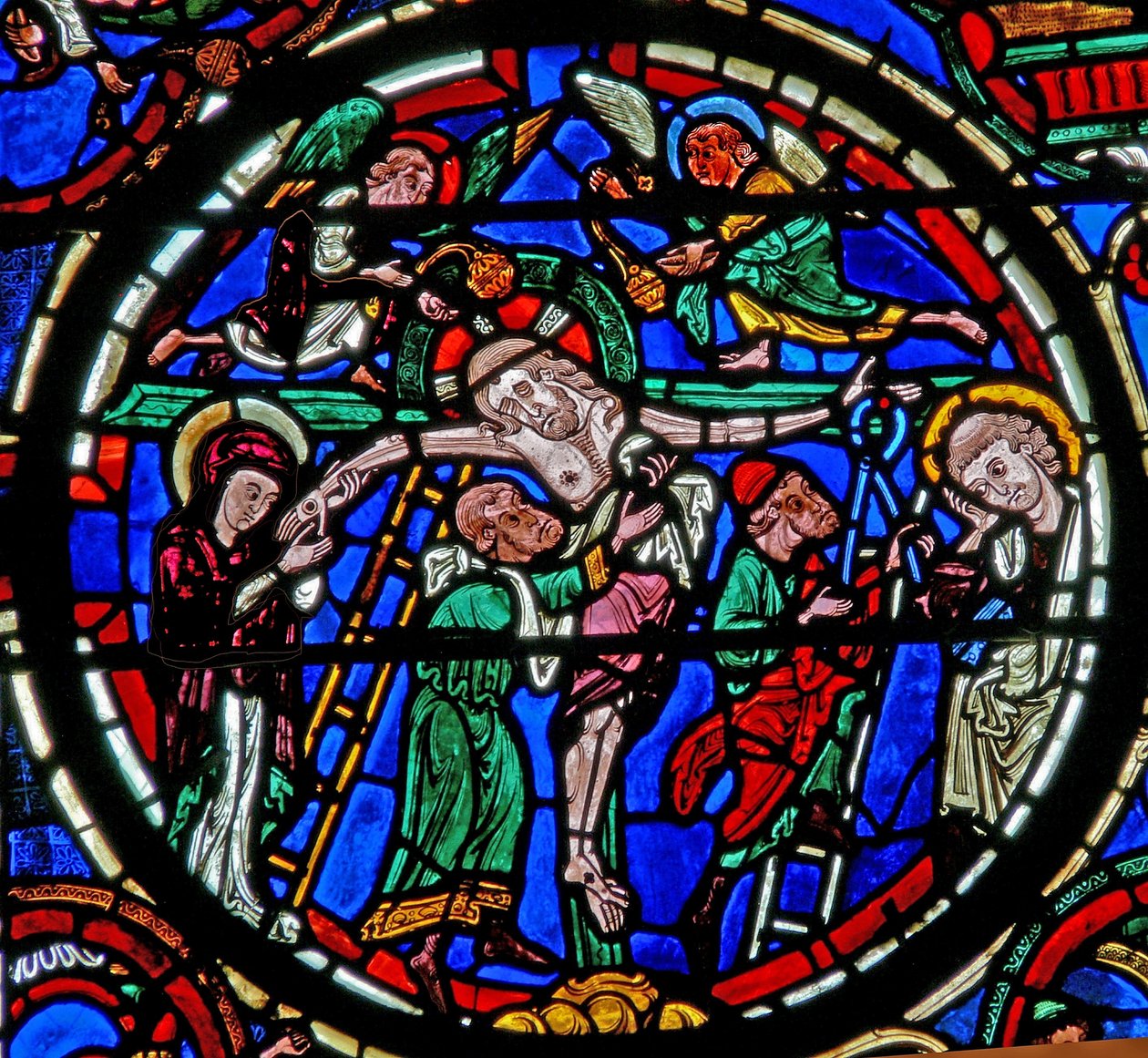 Window depicting the Descent from the Cross by French School