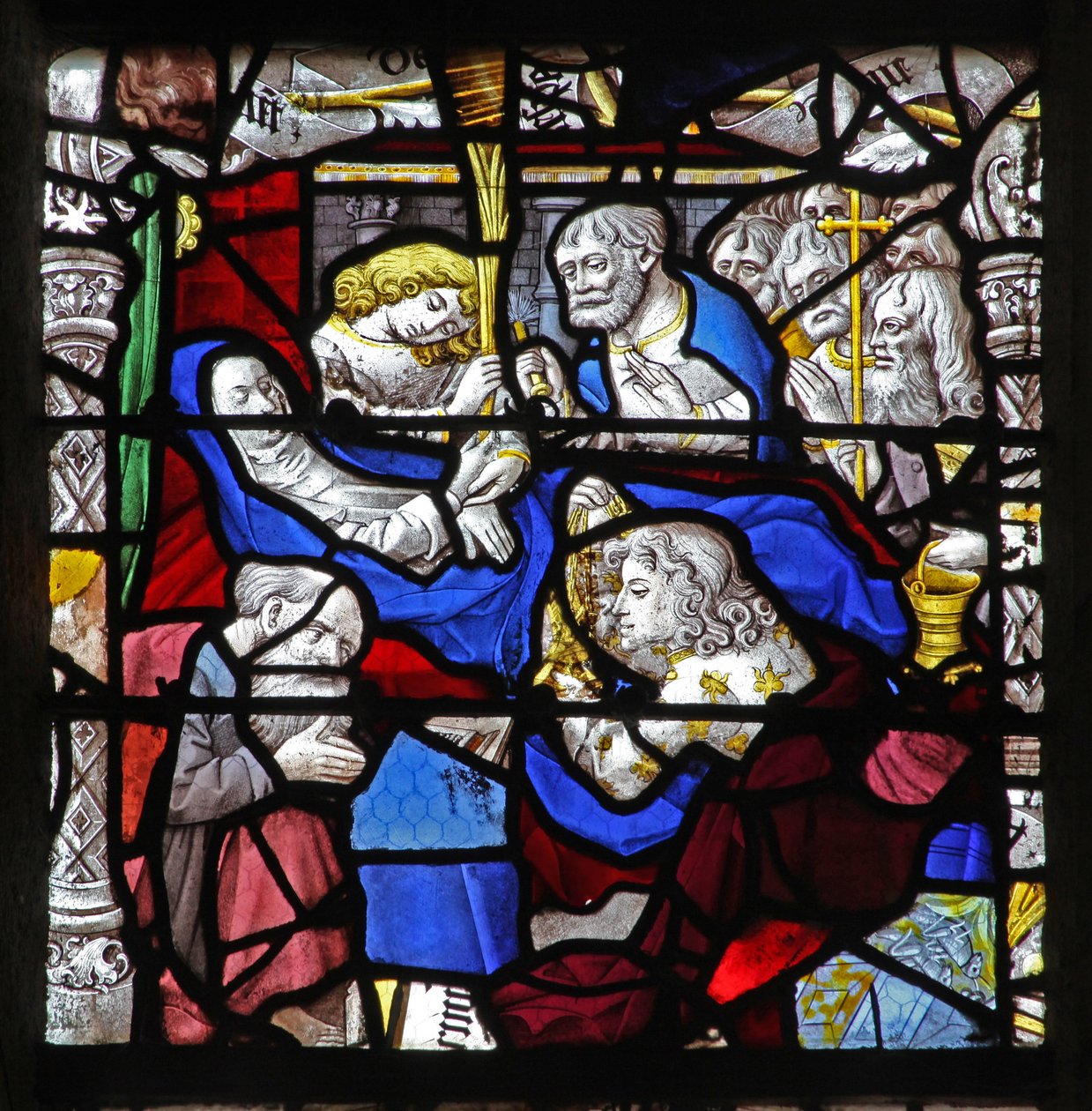 Window depicting the Death of the Virgin Mary