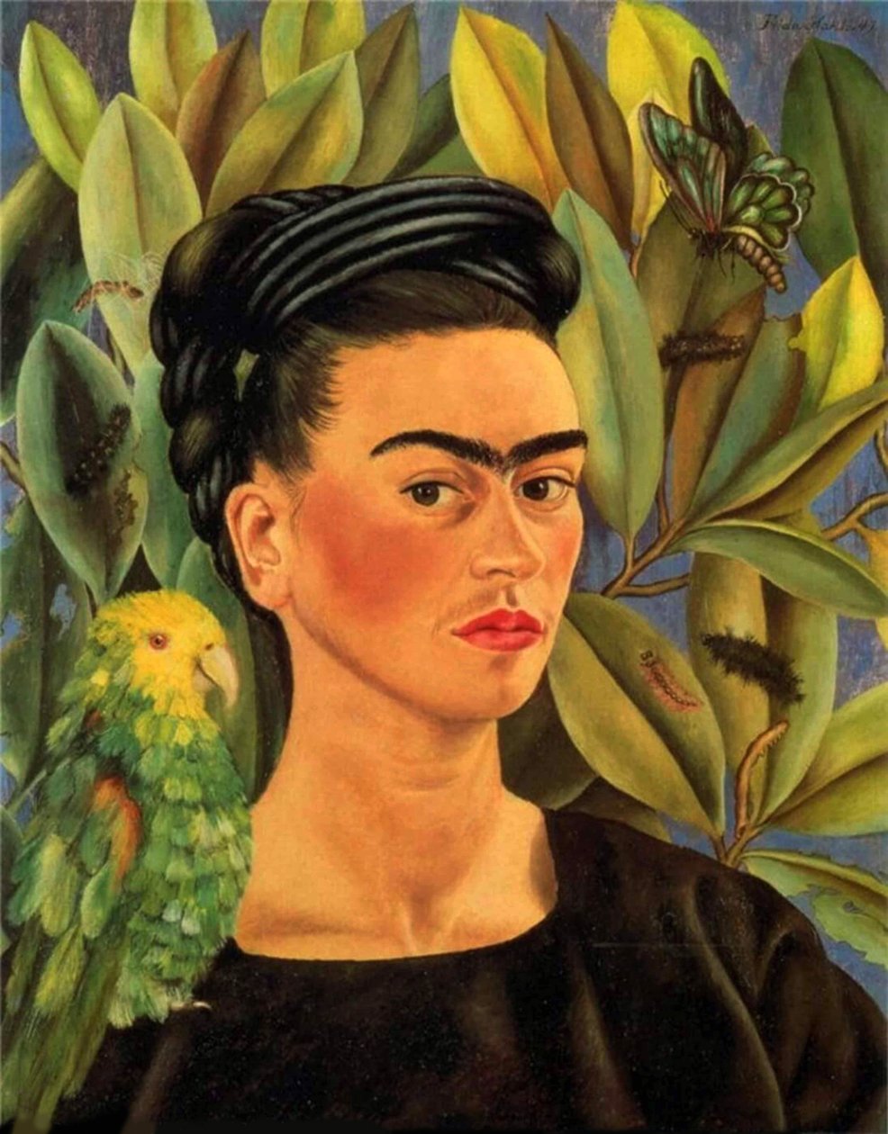 Self-Portrait with Bonito by Frida Kahlo: Fine art print
