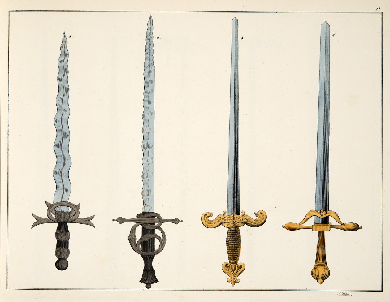 Swords, plate from 'A History of the Development and Customs of ...