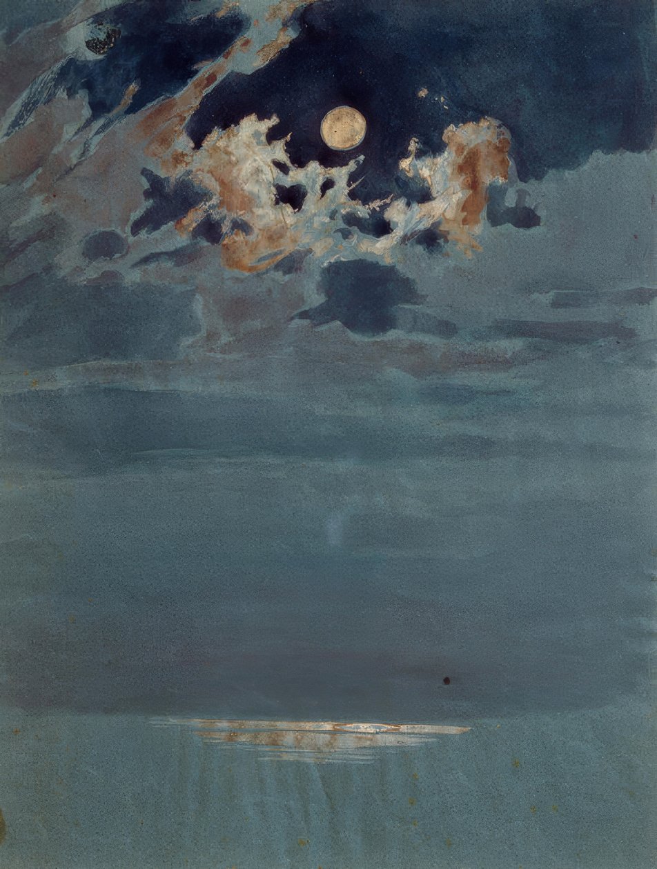 Torn Cloud Cover at Full Moon by Friedrich Nerly