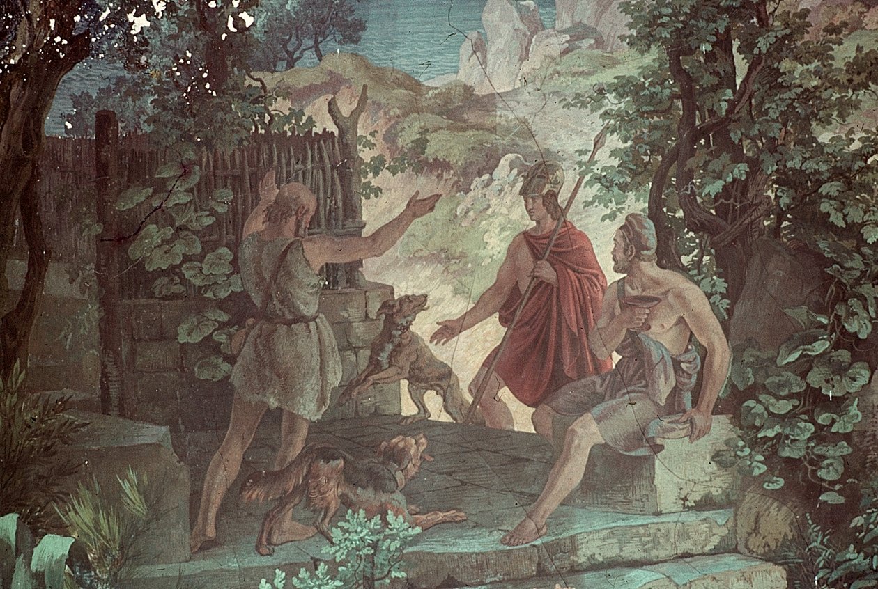 Odysseus at the Swineherd Eumaeus, Scenes from the Odyssey