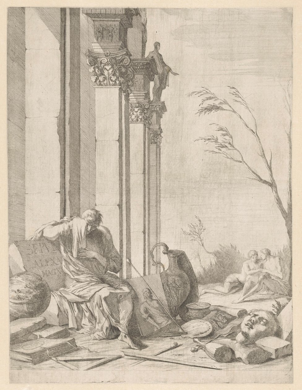 Mourning philosopher at the tomb of Alexander the Great