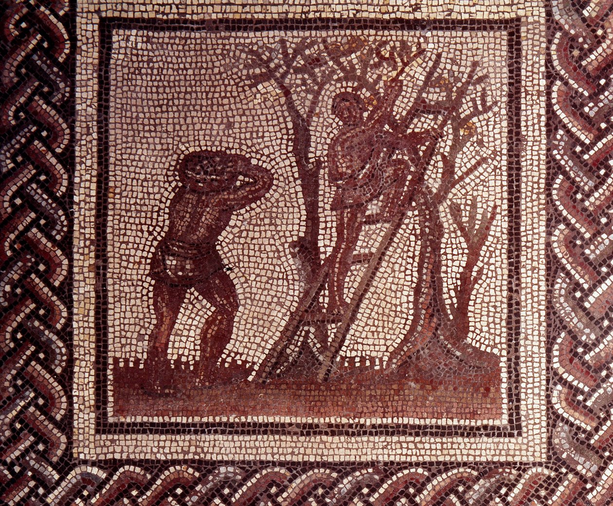 Mosaic Paving Representing a Rustic Calendar: Olive Picking Scene