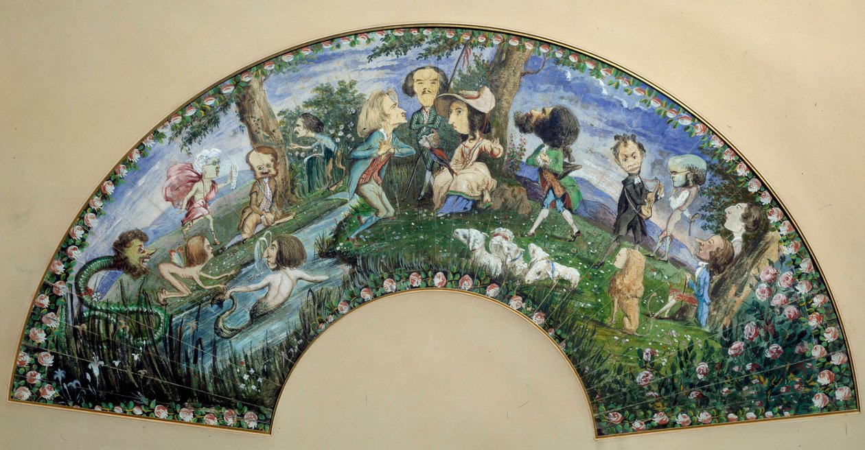 Fan of Caricatures Painted in Gouache by George Sand and Auguste ...