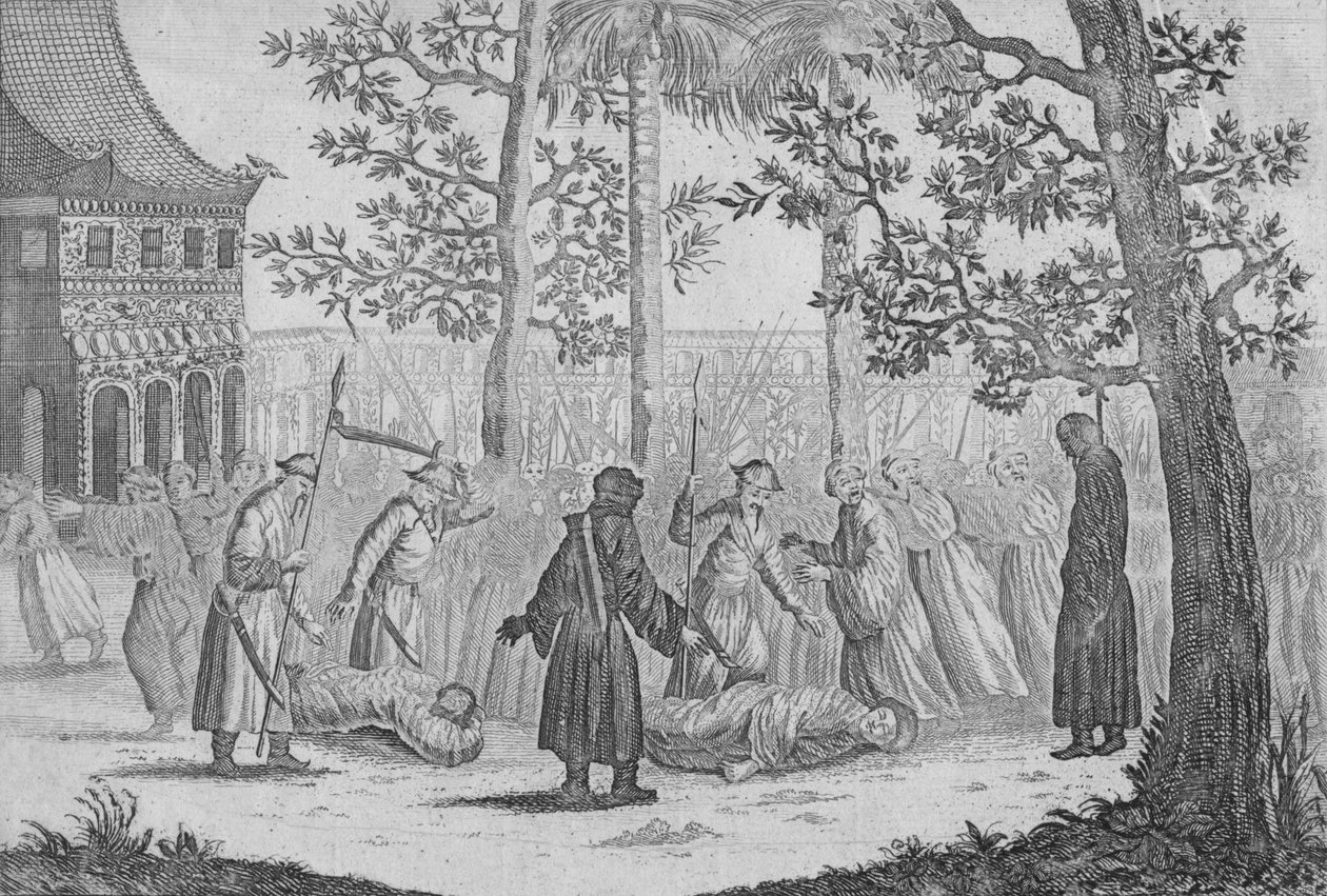 Death of the last Chinese Emperor of the Ming in 1644 from Nieuhof, 1745