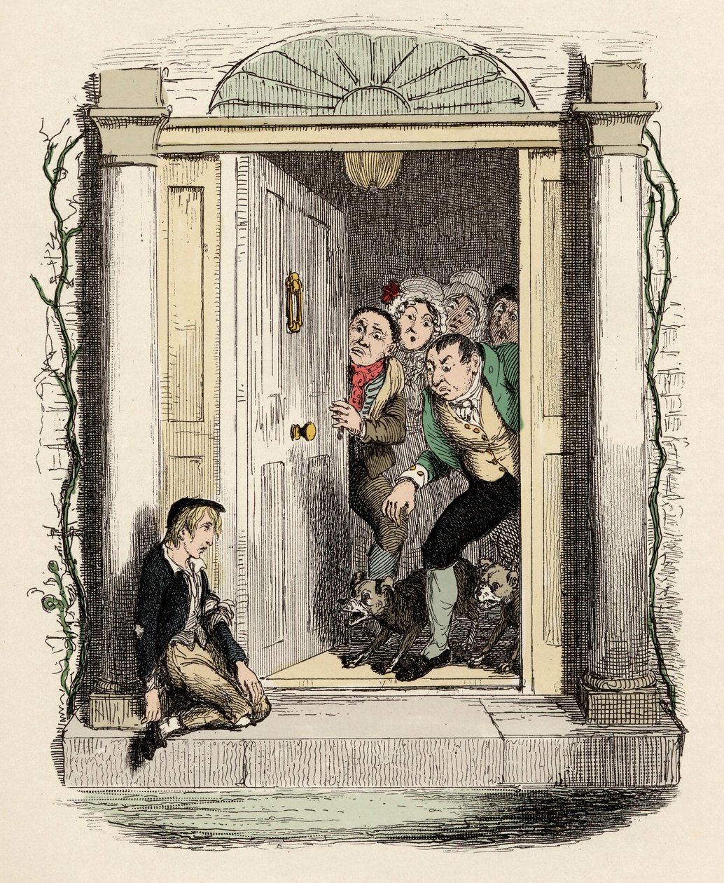 Oliver Twist at Mrs Maylie's door - Illustration for 'Oliver Twist' by ...