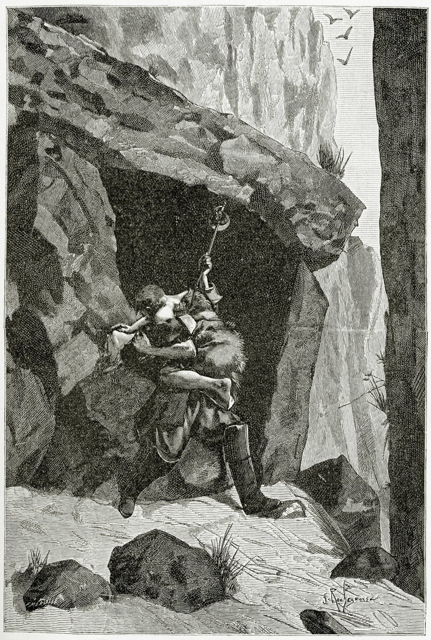 Combat of Han of Iceland and Ordener - Illustration from Han of Iceland ...