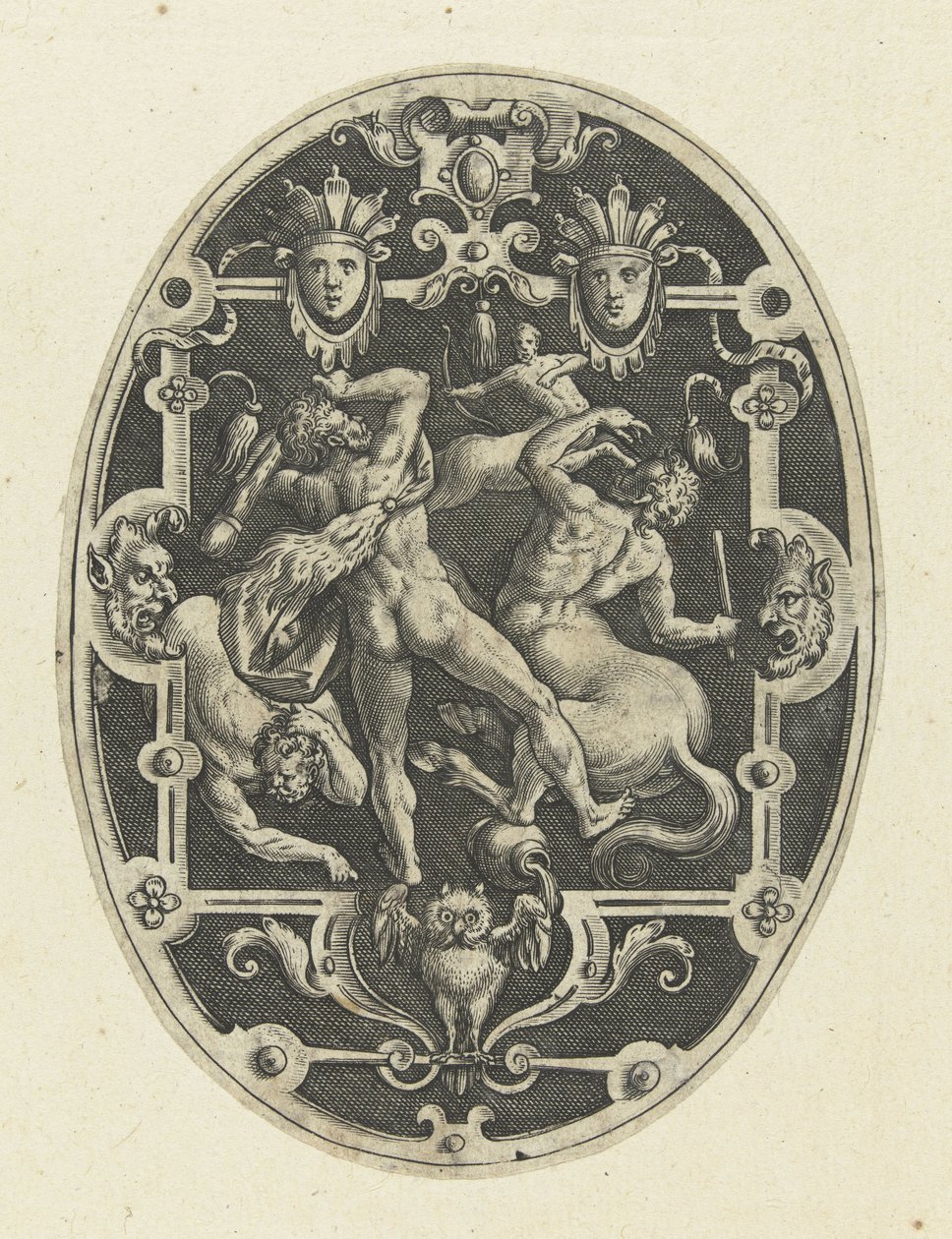 Hercules Fighting the Centaurs (series title: Oval Decorations with the ...
