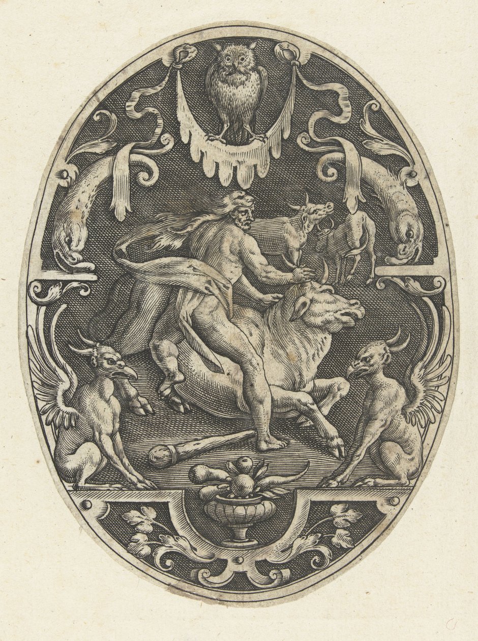 Hercules Captures the Cretan Bull (series title: Oval Decorations with ...