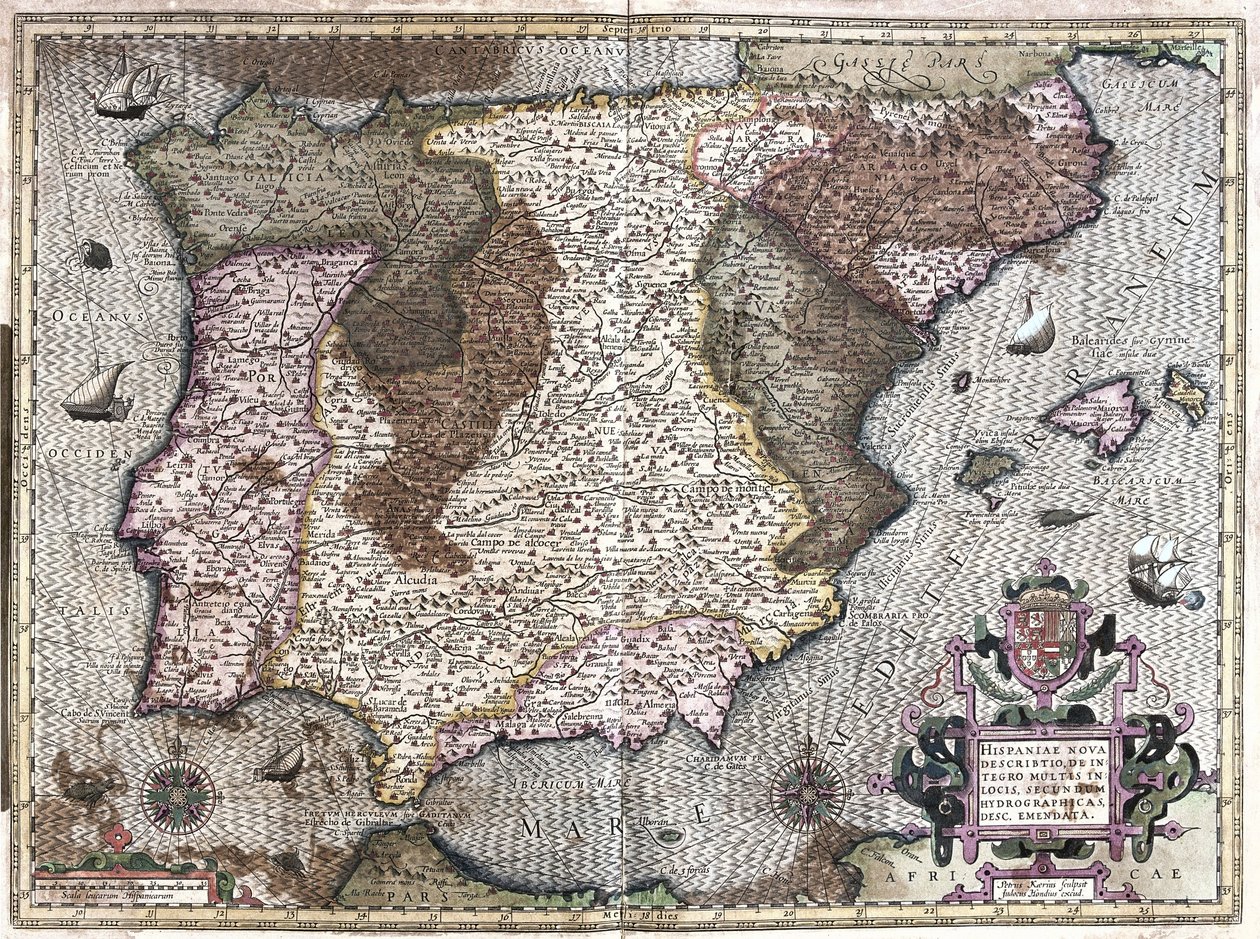 Spain (engraving) by Gerardus Mercator: Buy fine art print